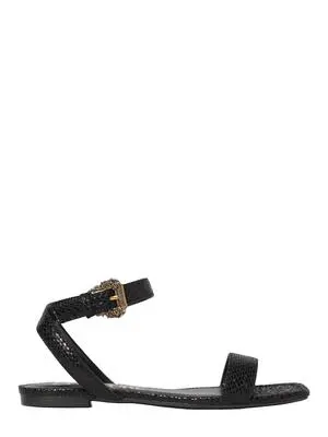 Versace Python Effect Leather Sandals - Black