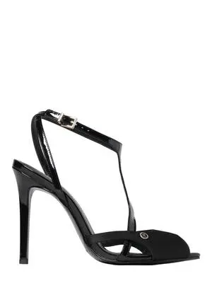 Just Cavalli Satin Stiletto Sandals With Ankle Strap - Black