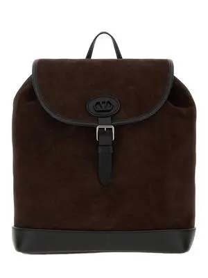 Valentino Garavani Antibes Suede Backpack With Vlogo Signature - Dark