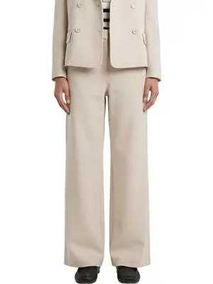 Max Mara Cotton Blend Wide-leg Trousers - Beige