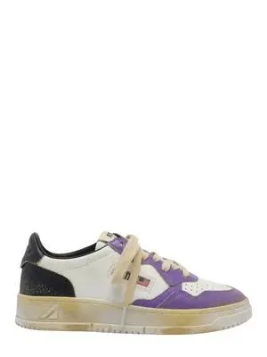 AUTRY Medalist Low Super Vintage Bi-leather Sneakers With Worn Effect - Violet