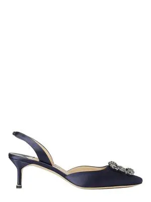 Manolo Blahnik Embellished Slingback Pumps - Navy