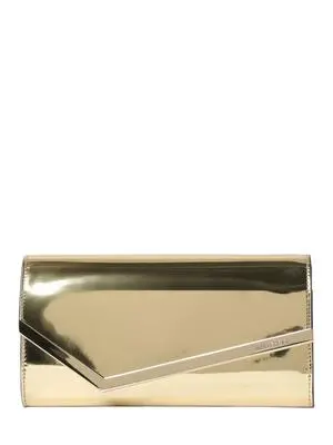 JIMMY CHOO Metallic Leather Clutch With Chain Strap - Brown