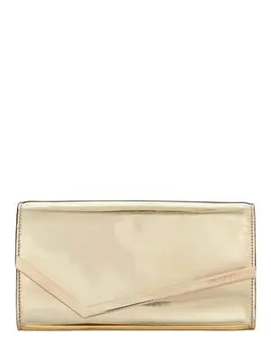 JIMMY CHOO Metallic Leather Clutch With Chain Strap - Gold