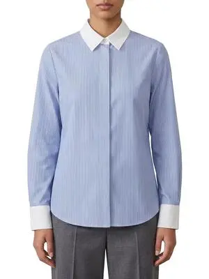 Tory Burch Cotton Shirt With Classic Collar - Striped