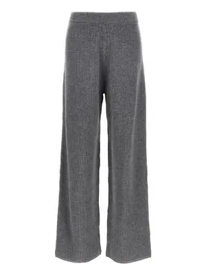 Sportmax Ribbed Knit Wide-leg Trousers - Grey