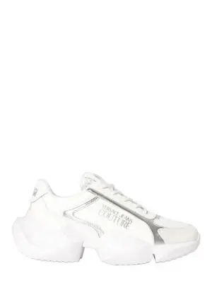 Versace Leather And Mesh Lace-up Sneakers - Brown