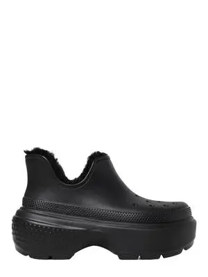 CROCS Platform Chelsea Boots With Faux Fur Lining - Black