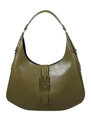 GANNI Ganni Large Shoulder Bag With Butterfly Monogram Logo Green