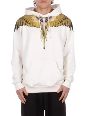 COUNTY OF MILAN Cotton Hoodie With Icon Wings Print - Brown