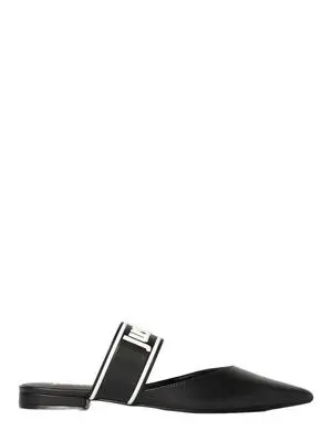 Just Cavalli Leather Mules With Logo Strap - Black