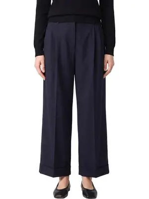 THE ROW High-waisted Wide-leg Wool Palazzo Pants - Navy