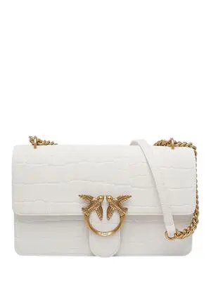 Pinko Leather Animal Print Mini Love Bag - White