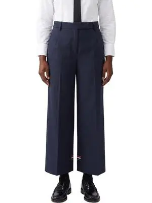 Thom Browne Thom Browne Cropped Cotton Trousers Blue