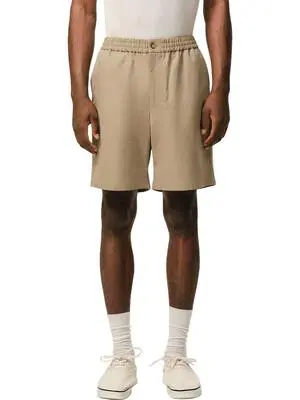 AMI Paris Cotton Athletic Shorts With Elastic Waist And Patch Pocket - Nude