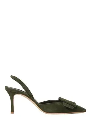 Manolo Blahnik Manolo Blahnik Slingback Court Shoes Kaki