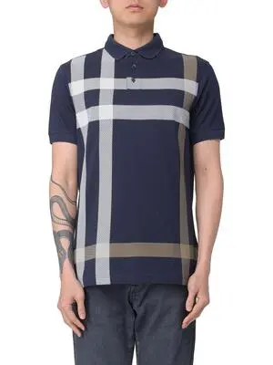 Barbour Casual Polo Shirt In Cotton With Check Motif - Blue