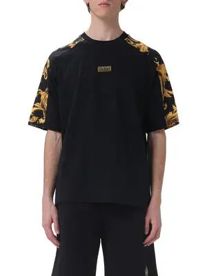 Versace Oversized Cotton T-shirt With Baroque Print - Black 1