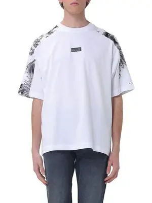 Versace Oversized Cotton T-shirt With Baroque Print - Black