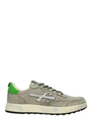 Premiata Nous Suede And Mesh Low Top Sneakers - Green