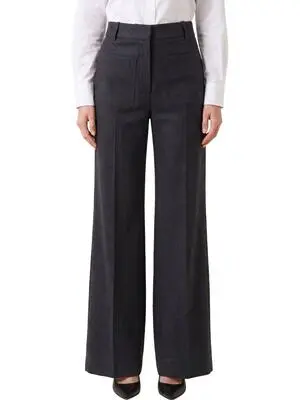 Victoria Beckham High-waisted Flared Tailored Pants In Wool Flannel - Charcoal