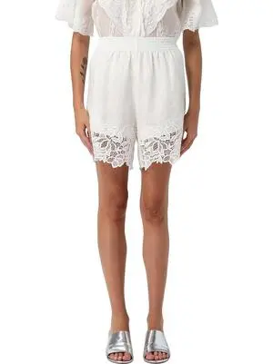 Ermanno Scervino High-waisted Linen Shorts With Lace Inserts - White