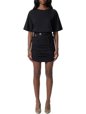 Pinko Cotton T-shirt Dress With Belt - Black