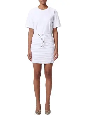 Pinko Cotton T-shirt Dress With Belt - White