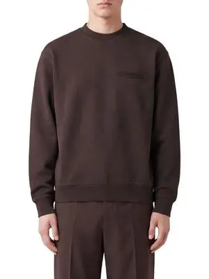Jacquemus Pure Cotton Crewneck Sweatshirt With Applied Contrast Logo - Brown