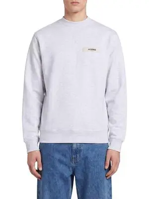 Jacquemus Jacquemus Pure Cotton Crewneck Sweatshirt With Applied Contrast Logo Grey