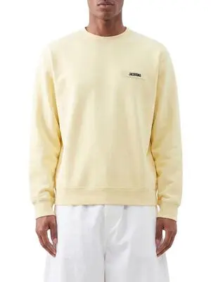Jacquemus Jacquemus Pure Cotton Crewneck Sweatshirt With Applied Contrast Logo Yellow