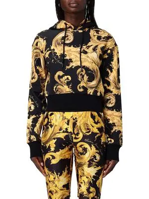 Versace Baroque Print Cotton Hoodie - Black