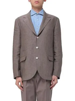 Brunello Cucinelli Linen Single Breasted Blazer - Brown