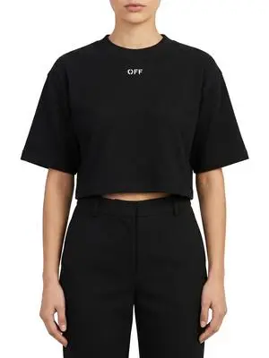 Off-White Crop T-shirts With Logo - Black 1