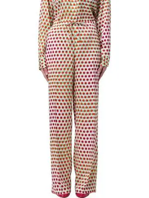 Dries Van Noten Polka Dot Print Silk Palazzo Trousers - Ecru
