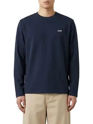 AUTRY Cotton T-shirt With Logo Blue