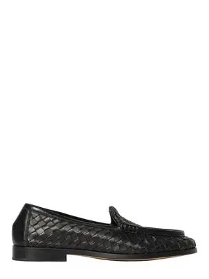 Bottega Veneta Silenzio Intrecciato Leather Loafers - Black