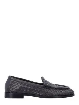 Bottega Veneta Silenzio Woven Leather Loafers - Coffee