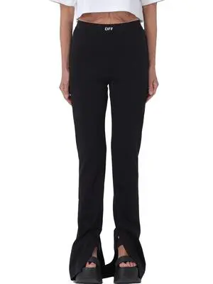 Off-White Trousers With Logo Waistband And Slit Cuffs - Black