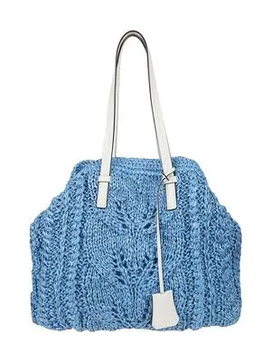 Ermanno Scervino Crocheted Raffia Shoulder Bag - Blue