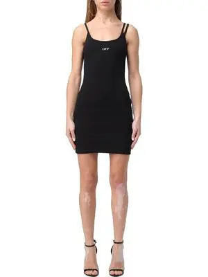 Off-White Off" Logo Ribbed Mini Dress - Black