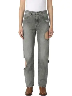Off-White Baggy Cut-out Denim Jeans - Grey