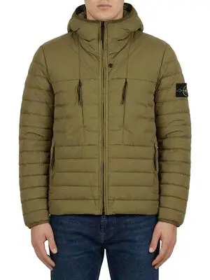 Stone Island Hooded Down Jacket - Green