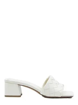 Bottega Veneta Parco Woven Lambskin Leather Mules - White