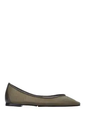 Jacquemus Nylon Ballet Flats With Almond Toe And Lambskin Leather Interior - Kaki