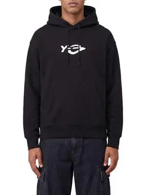 Y3 Cotton Hoodie With Kangaroo Pocket And Drawstring - Black