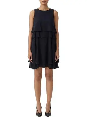 AMI Paris Silk Blend Mini Dress - Black