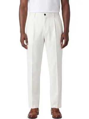 Incotex Stretch Cotton And Linen Chino Trousers White