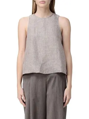 Emporio Armani Sleeveless Linen Top - Nude