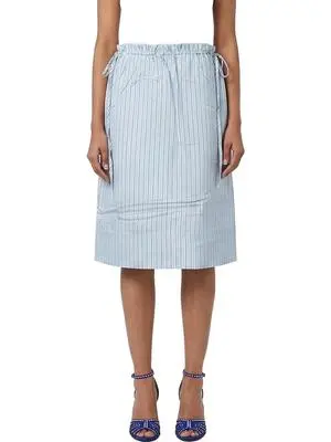 TOTEME Striped Silk Midi Skirt - Ice
